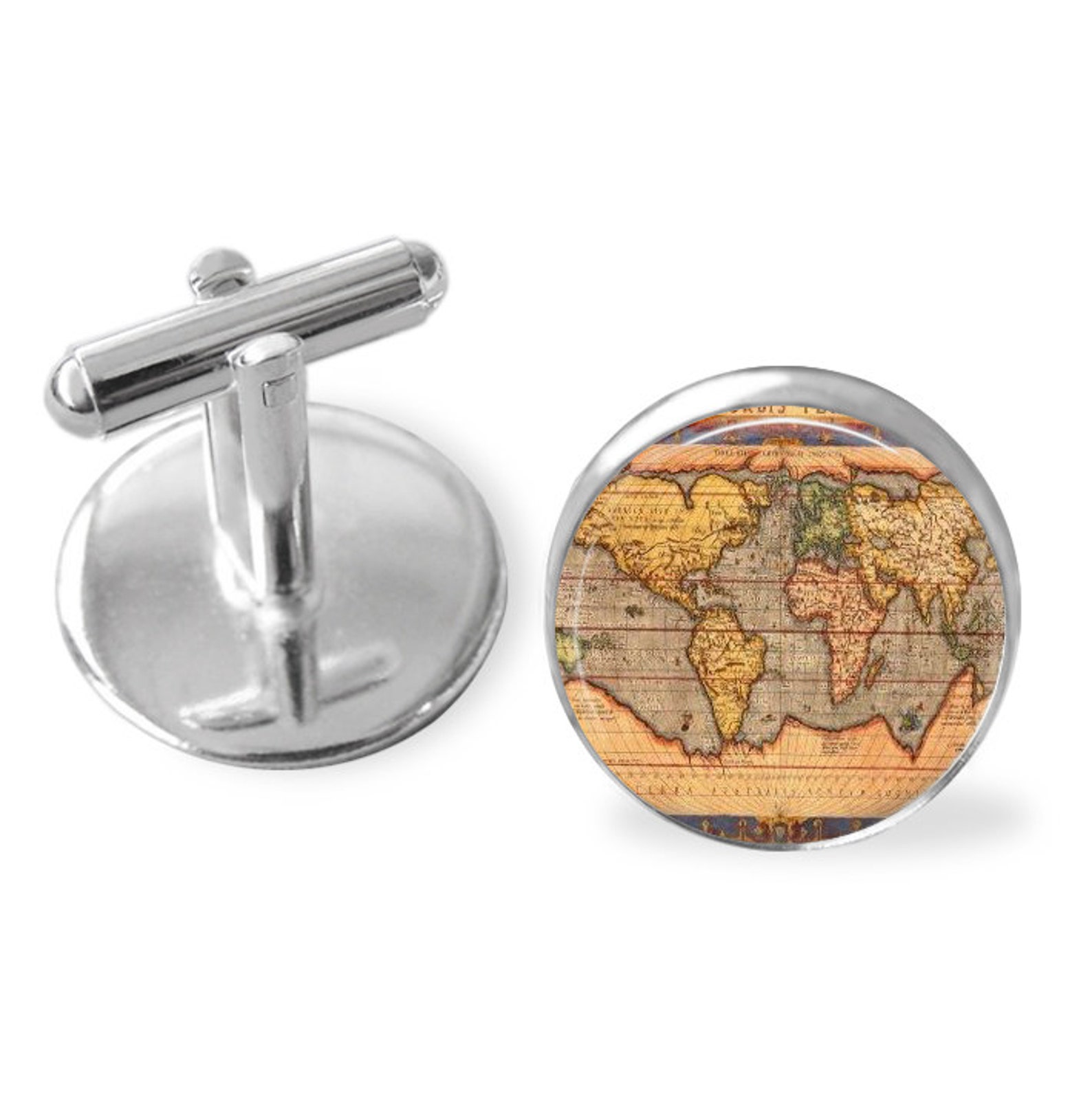 Ancient WORLD MAP CUFFLINKS / Globe Cufflinks / Groomsmen Gift / Gift ...