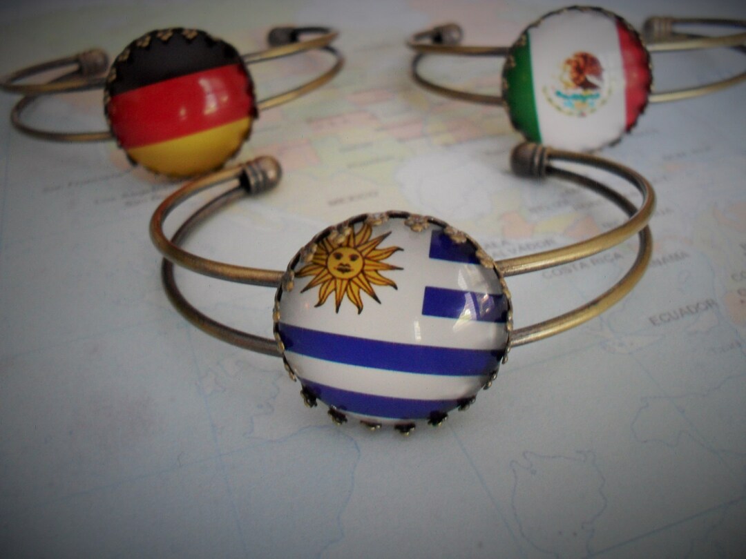 CUSTOM FLAG Cuff BRACELET / Any Country / Gift for Her / Personalized ...