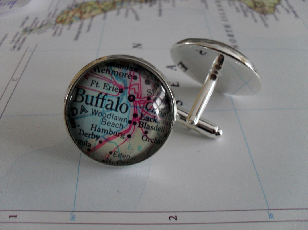 BUFFALO MAP CUFFLINKS // Silver // Father's Day // Groomsmen Gift ...