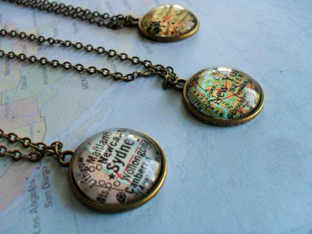 Custom MAP Necklace / Map Pendant / You Pick the Location / Any City ...