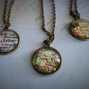 Custom MAP Necklace / Map Pendant / You Pick the Location / Any City ...