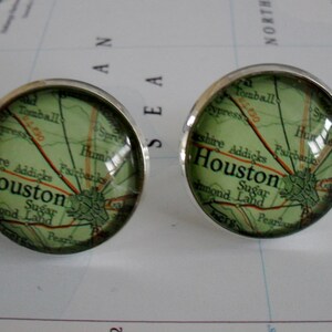 HOUSTON TEXAS Map Silver Cuff Links / Houston Map Cufflinks / Groomsmen ...