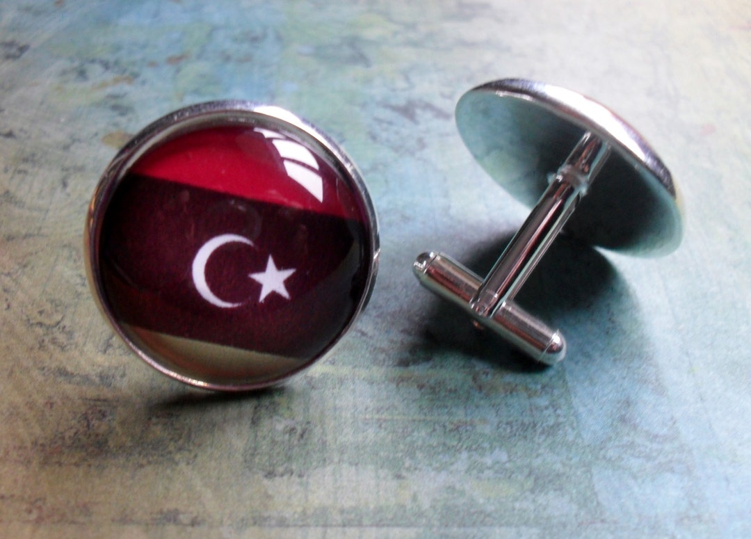 LIBYAN FLAG Silver Cuff Links / Flag of Libya / Country / Groomsman ...