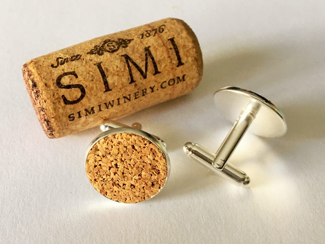 WINE CORK CUFFLINKS / Recycled Wine Cork Cuff Links / Wine Lover Gift ...