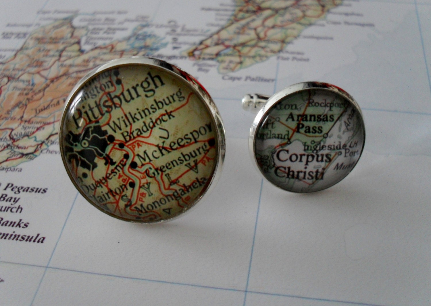 Custom Map Cufflinks / Personalized Map Cuff Links / Groomsmen Gift ...