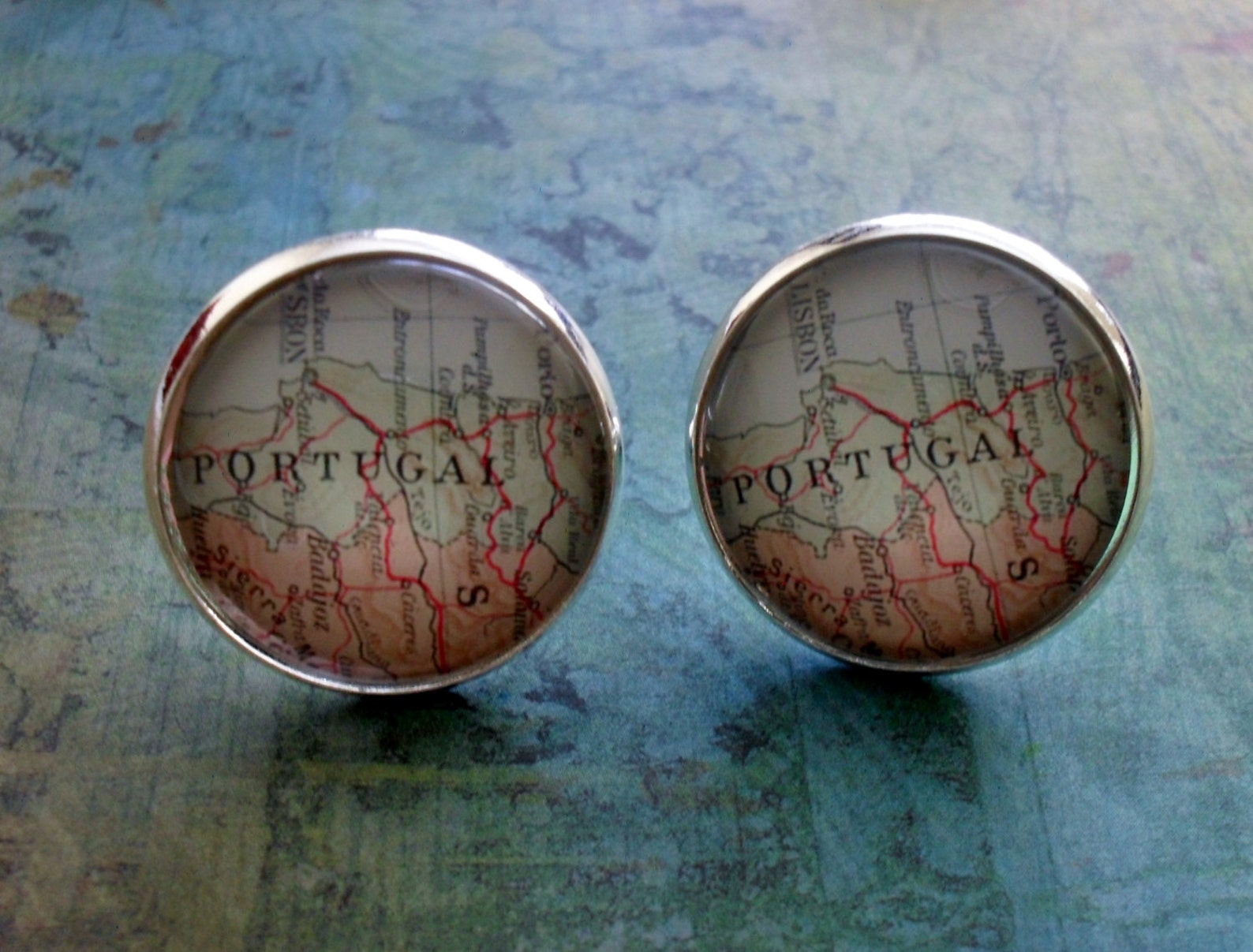 PORTUGAL Map CUFFLINKS / Portugal Cuff Links / Custom Map - Etsy
