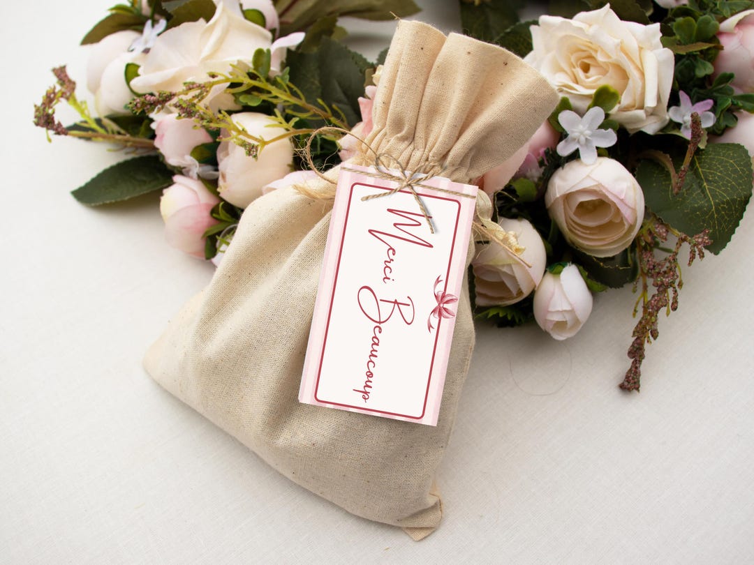 Pretty Pink Thank You Tag: Pink Water Color Stripes With Arch, Bow ...