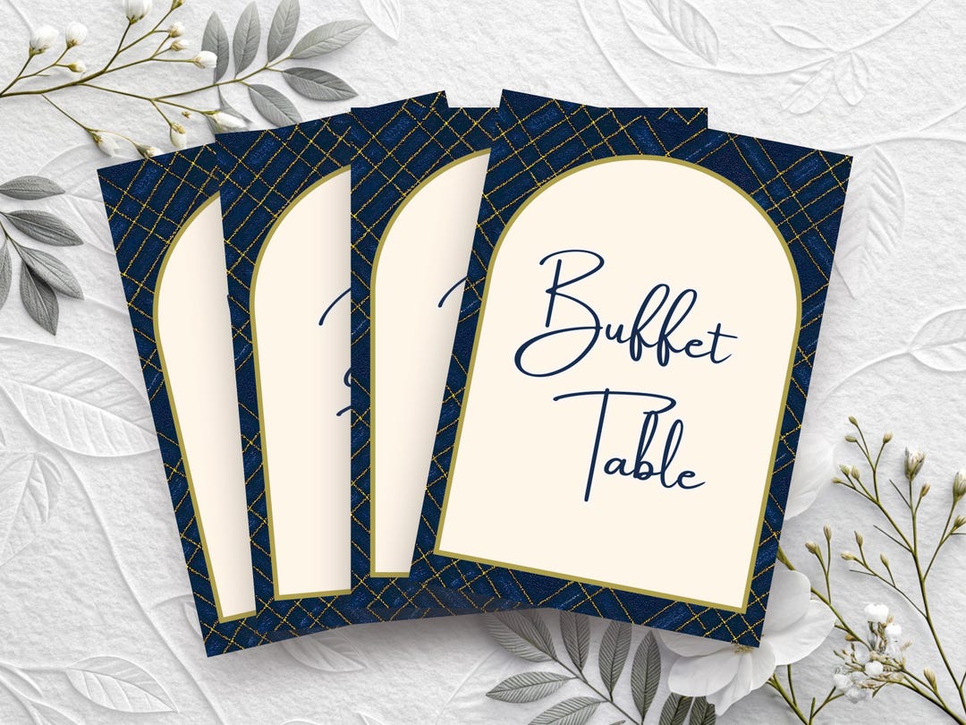 Plaid Arch Christmas Table Signs: Blue Christmas Dinner Party Tartan ...