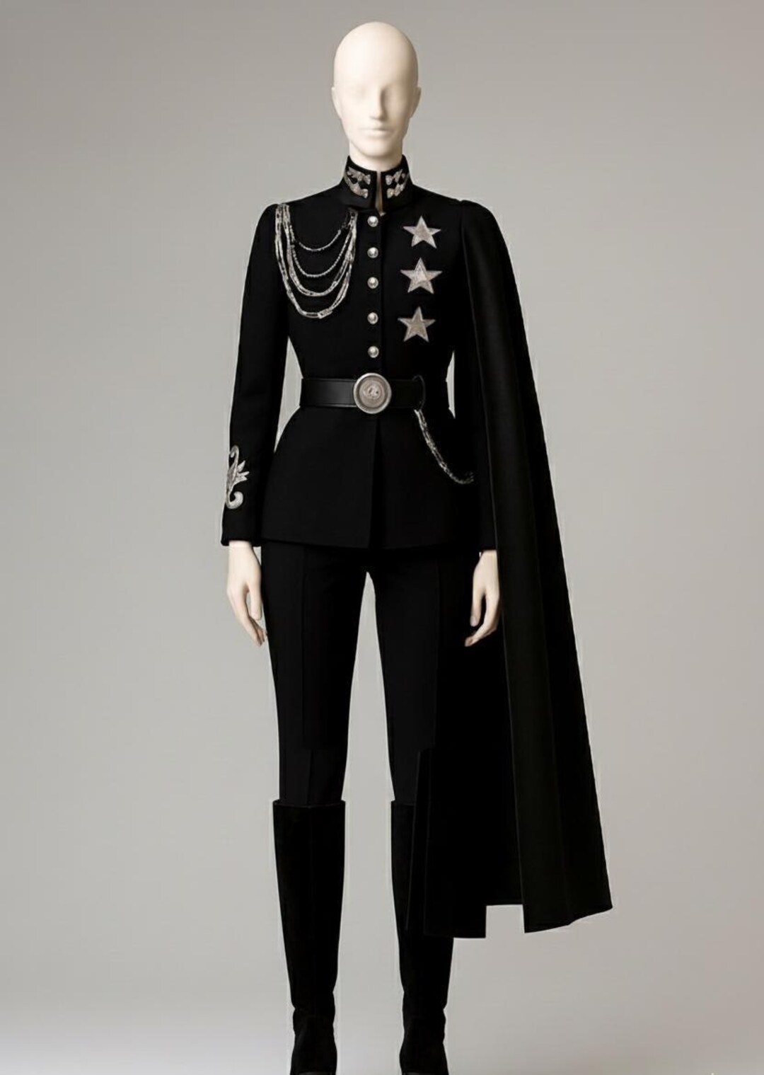 Gothic Vampire Velvet & Suede Trench Coat With Cape – Black Steampunk ...