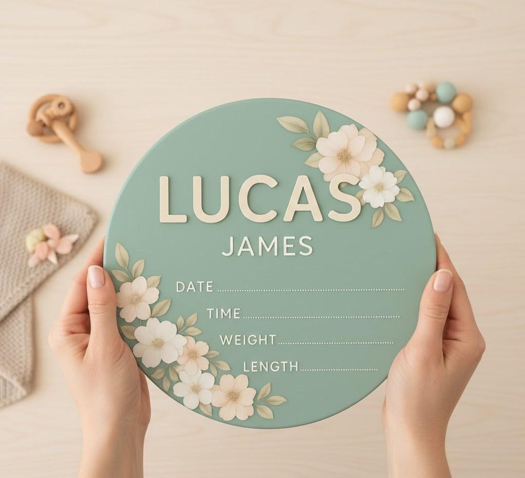 Personalized Baby Birth Stats Sign, Floral Nursery Decor, Custom 2 ...