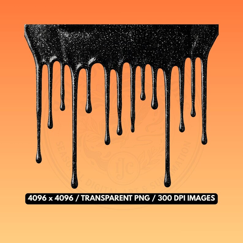 Glitter Drip PNG Bundle (15 Colors) Transparent Background, Glossy ...