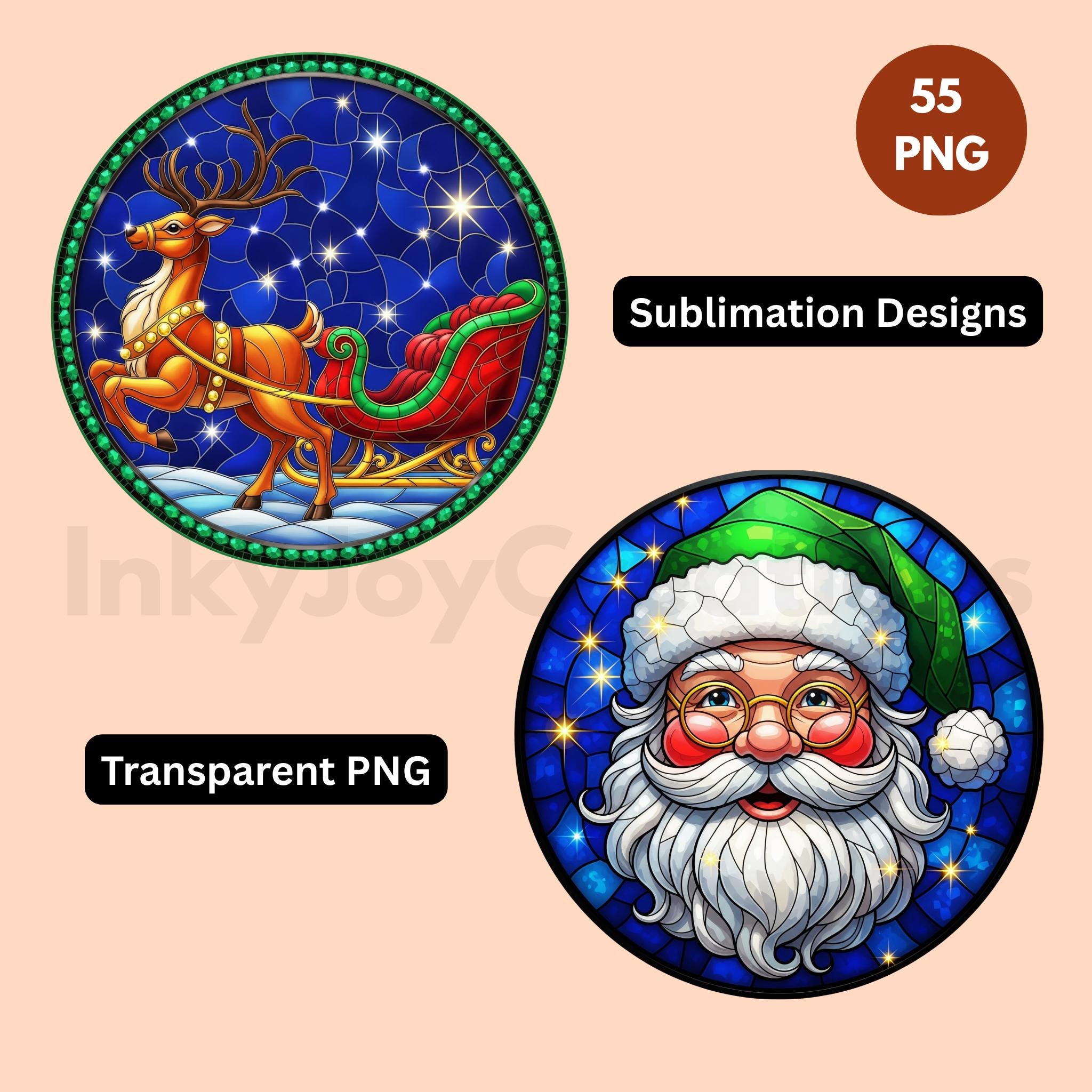 Christmas Stained Glass Clipart Bundle: Festive PNG Designs (55 PNG ...