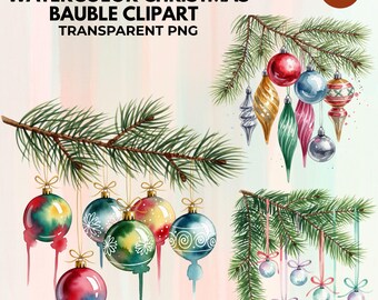 Watercolor Christmas Bauble Clipart Bundle – Holiday Ornaments ...