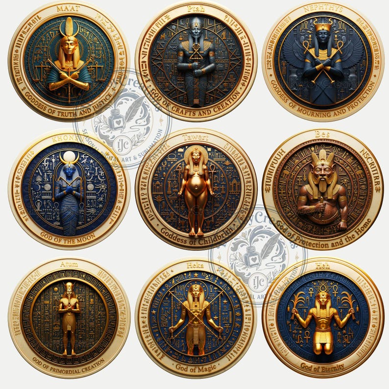Egyptian Gods & Goddesses Mega Bundle – Sacred Circular Medallions ...