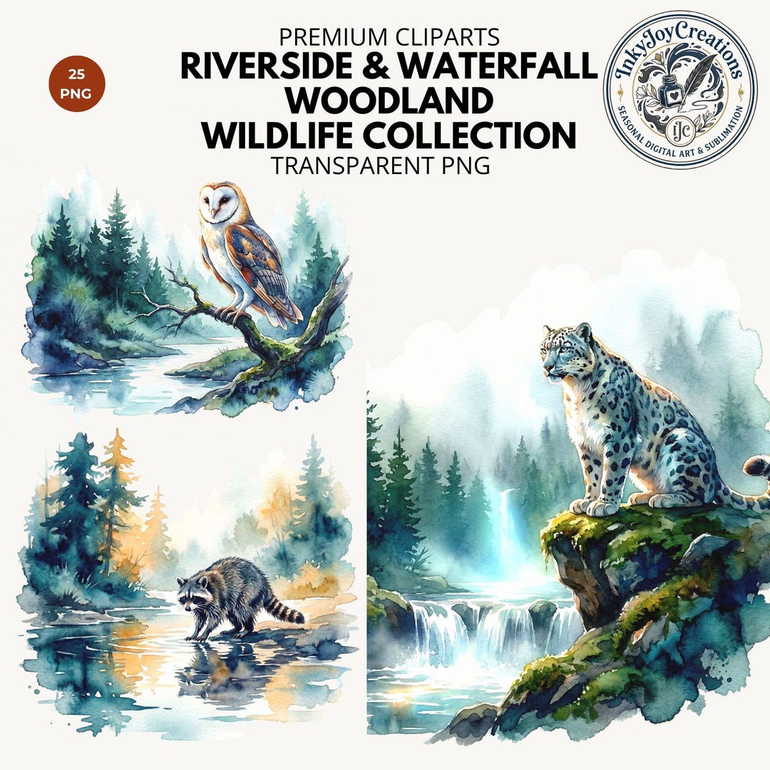 Watercolor Woodland Wildlife Clipart Bundle – Riverside Animals, Forest ...