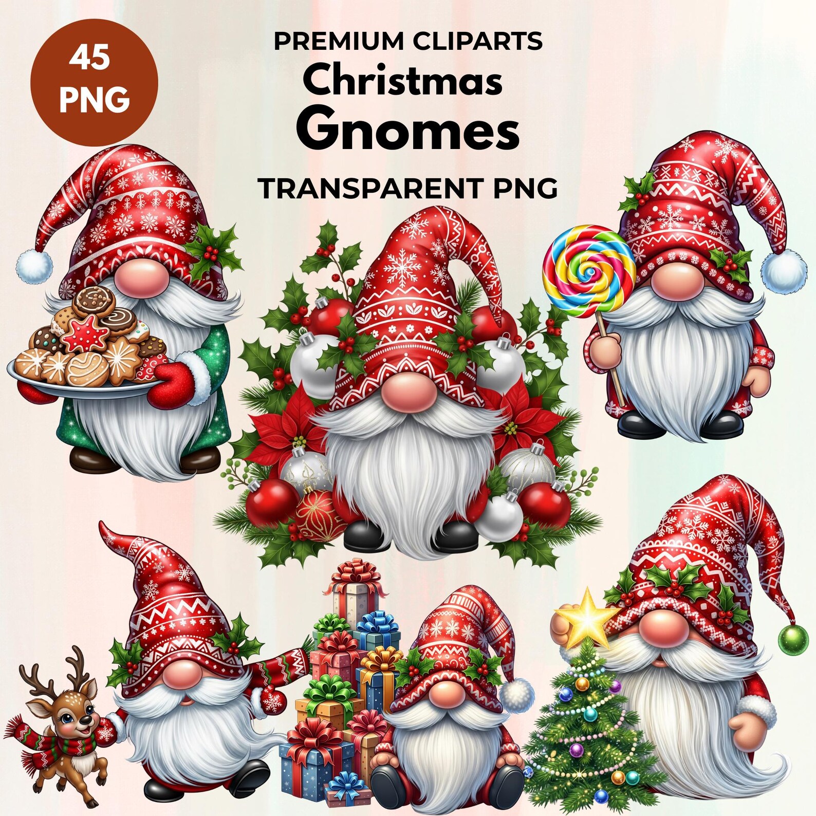 Watercolor Christmas Gnomes PNG Clipart Bundle | Transparent Pngs, 300 ...