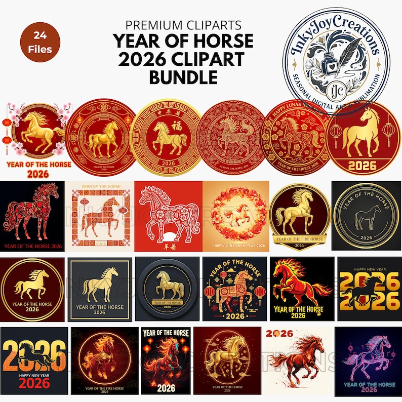 Chinese New Year 2026 – Fire Horse PNG Bundle | Lunar New Year Clipart ...