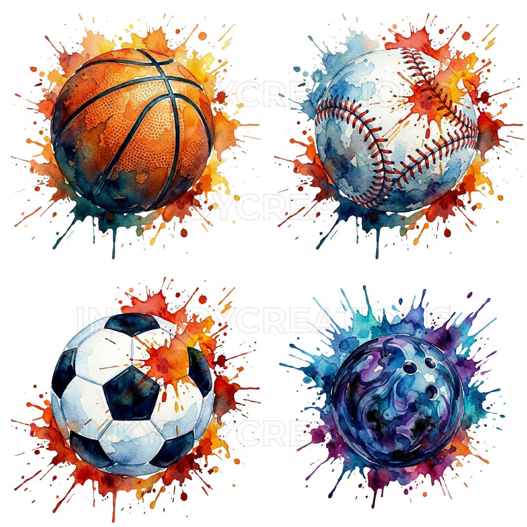 25 Sports Ball Watercolor Clip Art Bundle (digital Download) - Etsy