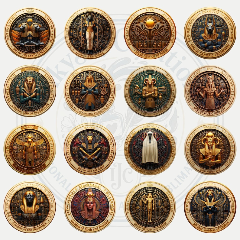 Egyptian Gods & Goddesses Mega Bundle – Sacred Circular Medallions ...