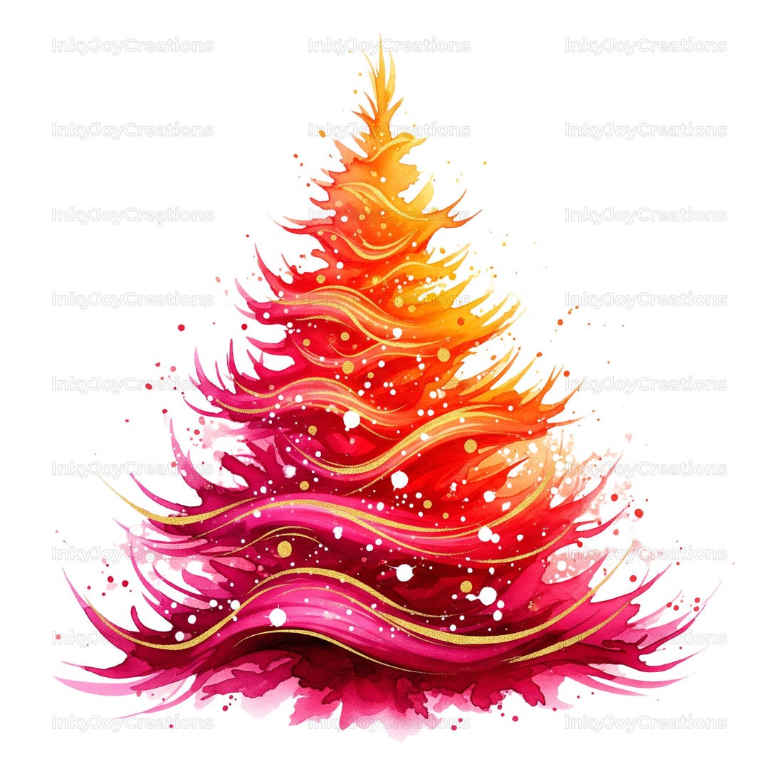 Sunfire Watercolor Christmas Tree Clipart | Transparent PNG Bundle ...