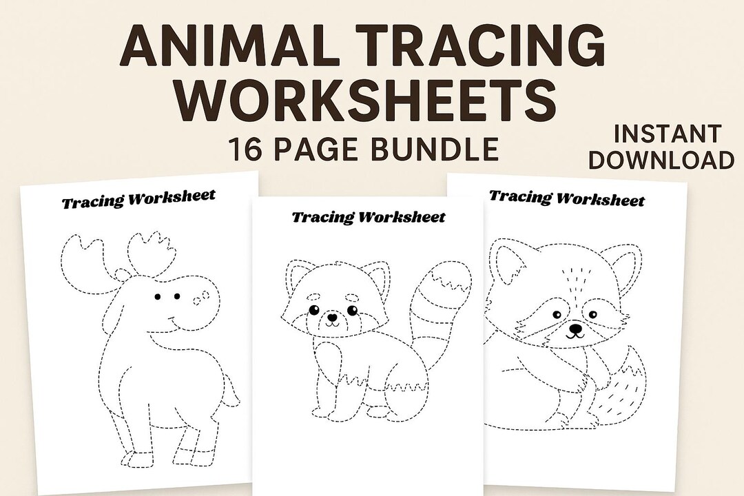 Animal Tracing Worksheets: Fine Motor Skills, Preschool Activities (PDF ...