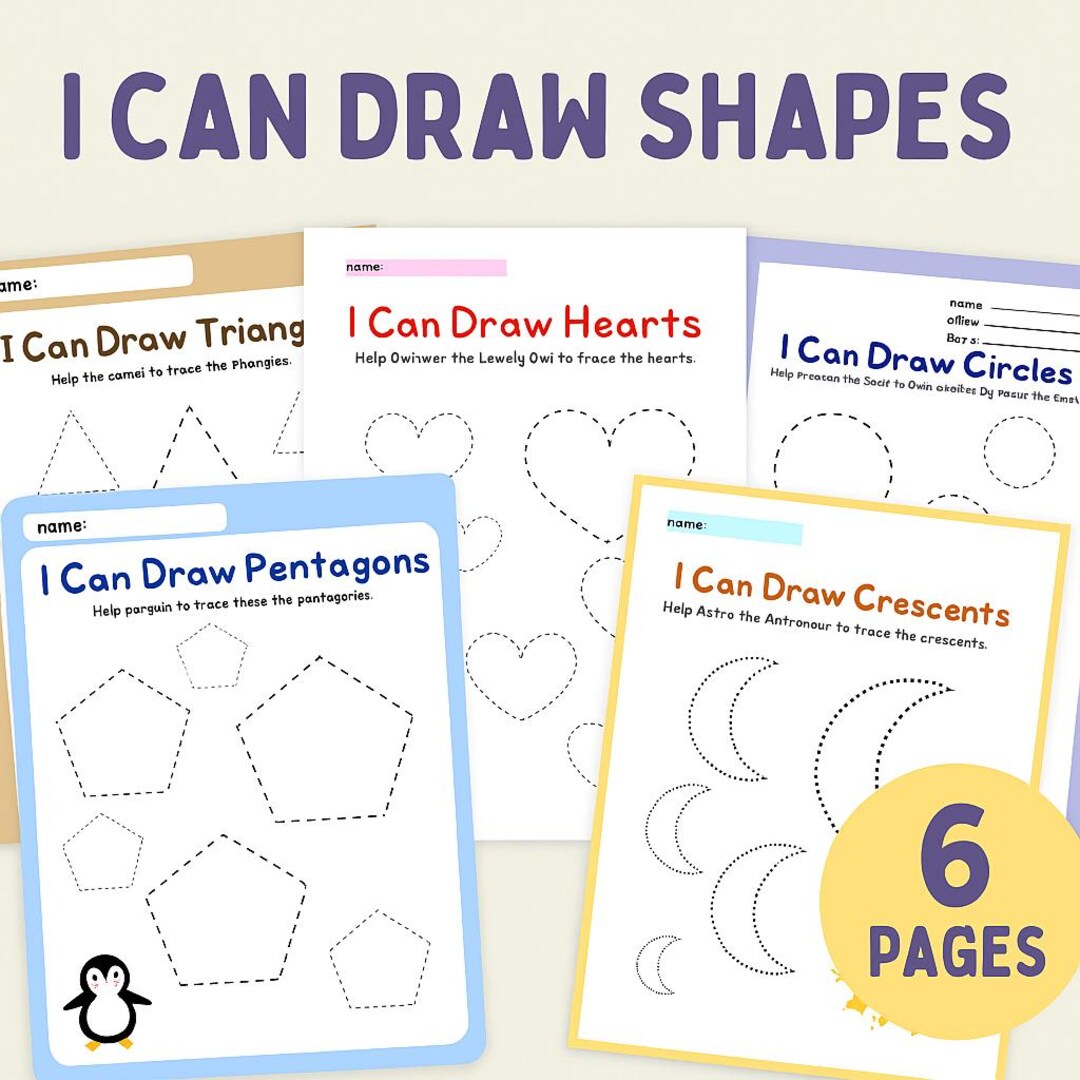 I Can Draw Shapes Tracing Worksheets | Preschool Fine Motor & Pre ...