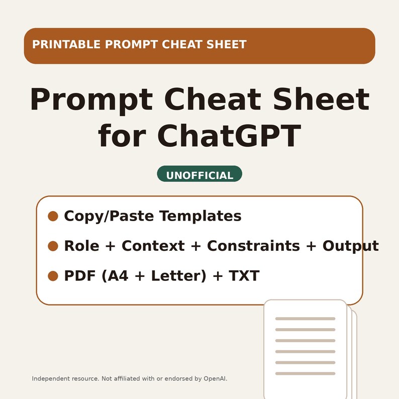Prompt Cheat Sheet for Chatgpt (unofficial) | Copy-paste Templates ...
