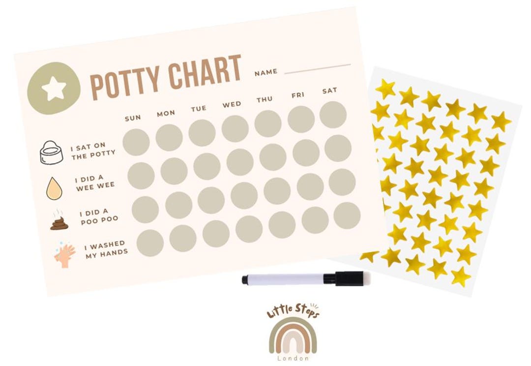 Kids Potty Training Reward Chart | Star Stickers, Milestone Tracker - Etsy