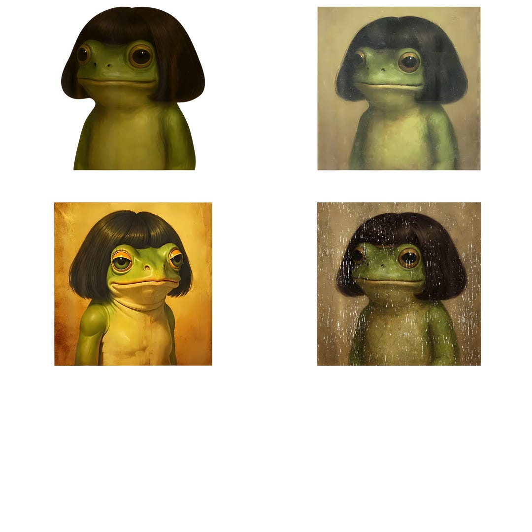 Funny Frog Meme PNG, Surreal Bob Haircut Amphibian Humor Clipart ...