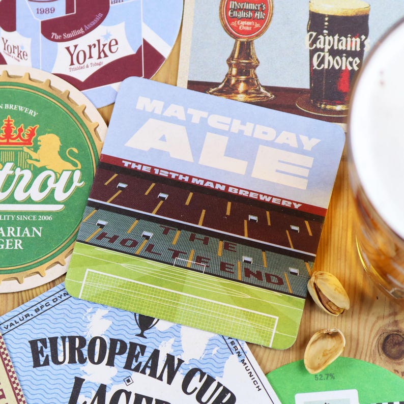 Aston Villa Beer Mats - 9 Double-sided Mats, 18 Designs - Football Fan ...