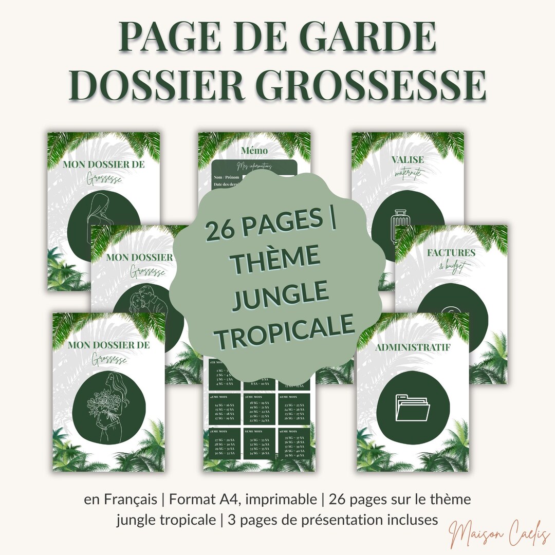 Tropical Jungle Green Pregnancy Cover Pages, Printable Maternity ...