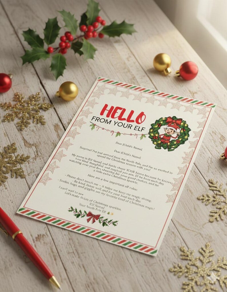 Editable Elf Arrival Letter, Christmas Hello Note (digital) - Etsy