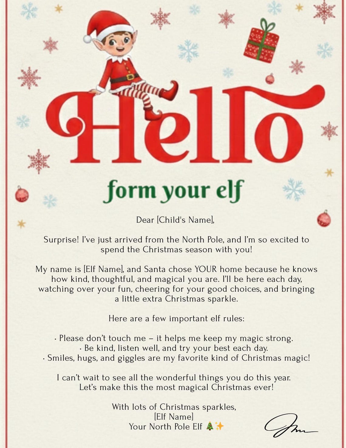 Editable Elf Arrival Letter, Christmas Hello Note (digital) - Etsy
