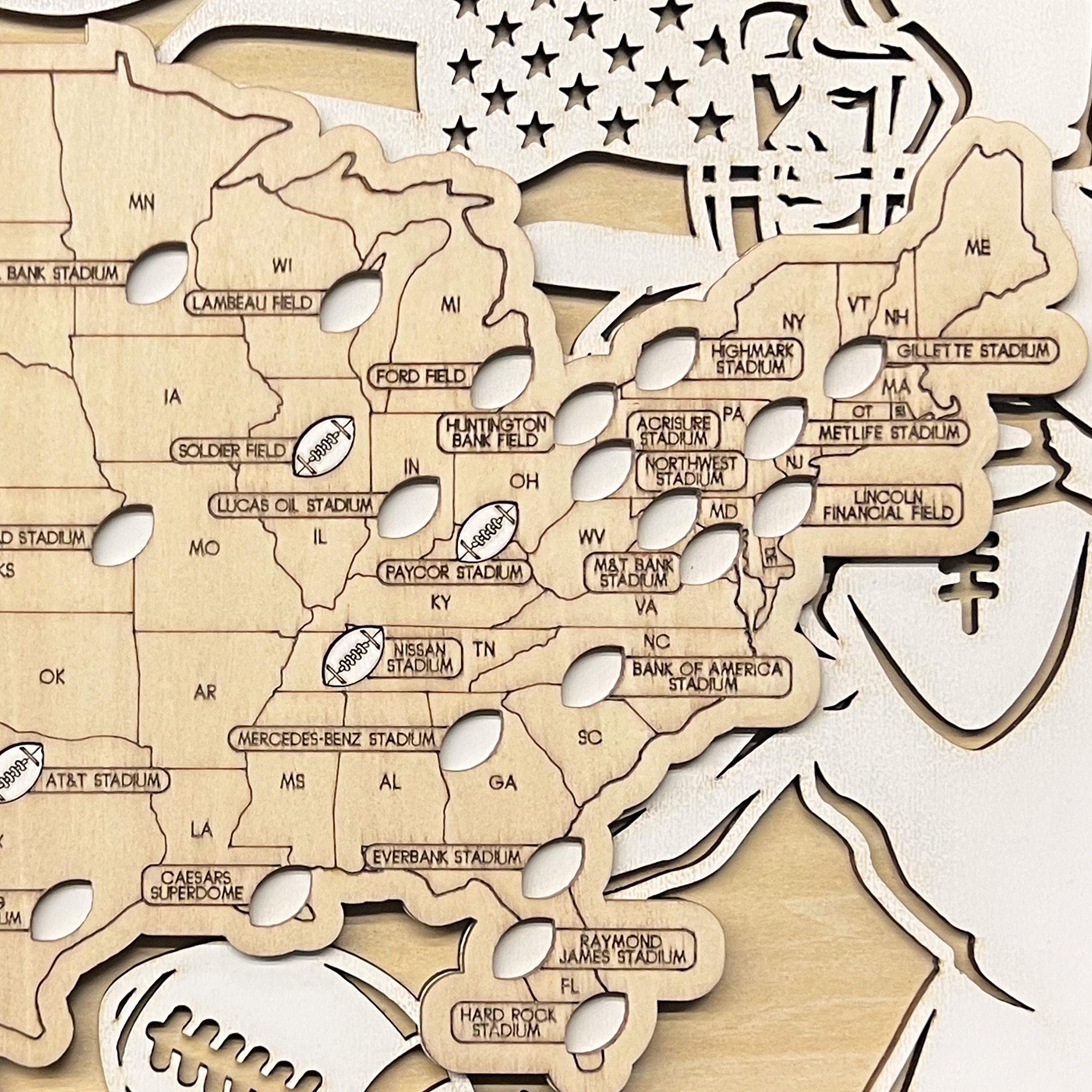 Football Stadium Map NFL Stadium Map Football Bucket List NFL Travel ...