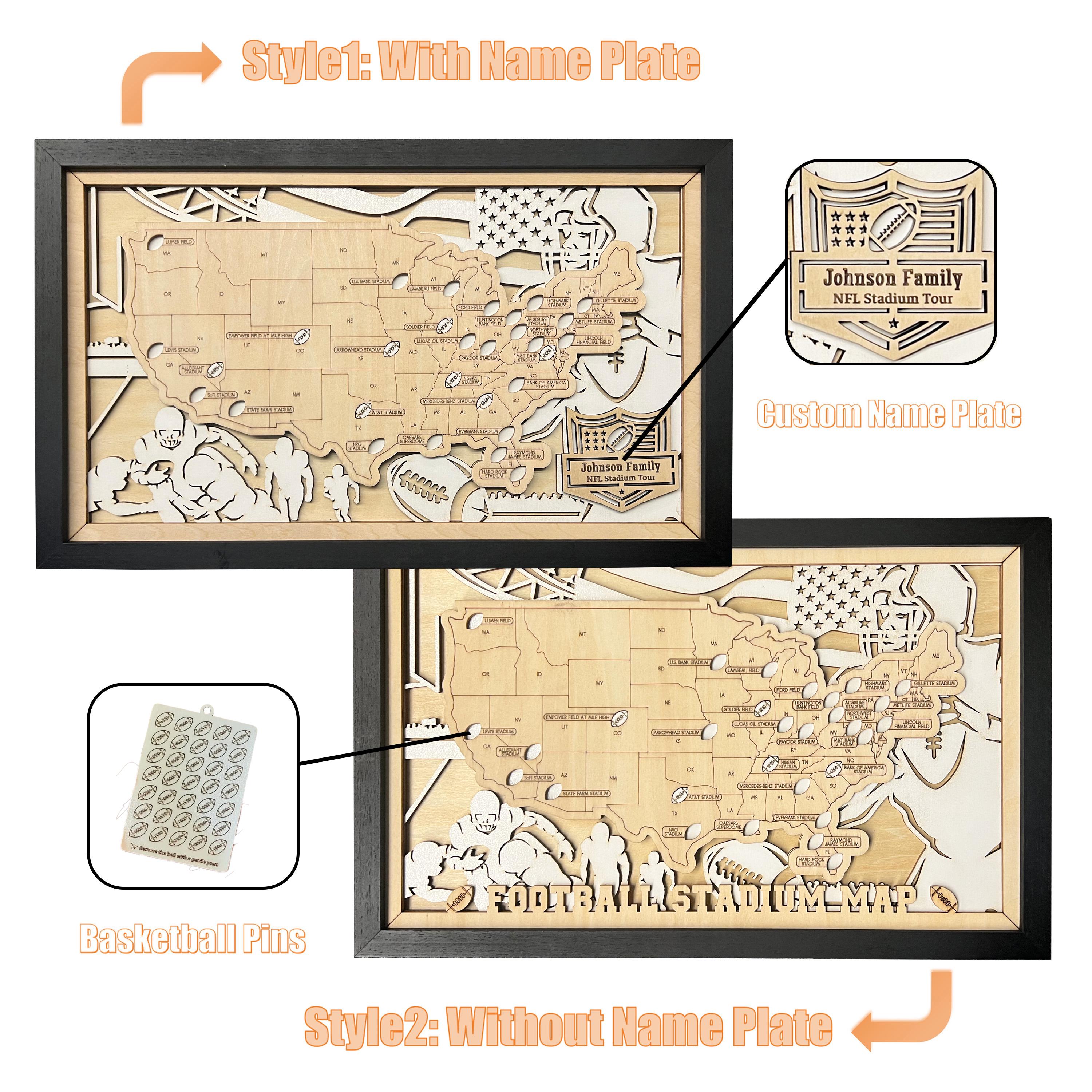 NFL Stadium Travel Map, Football Stadiums Map, Football Stadium Tracker ...