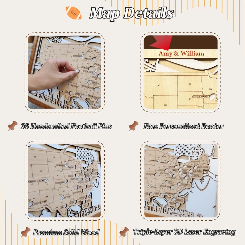 NFL Stadium Map, Football Stadium Travel Map, Football Stadium Bucket ...