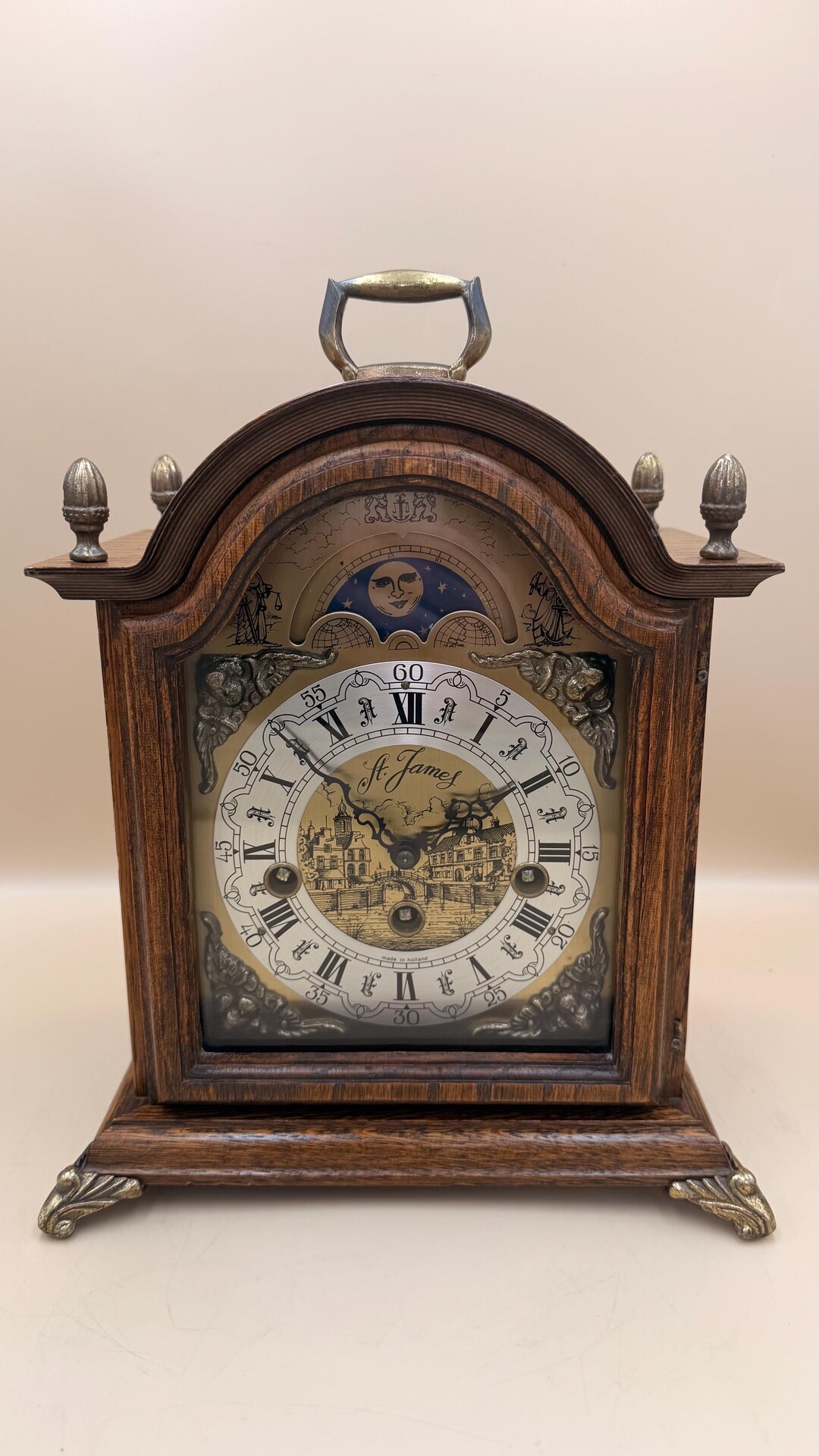 Vintage St. James Dutch Moon Phase Mantel Clock - Etsy