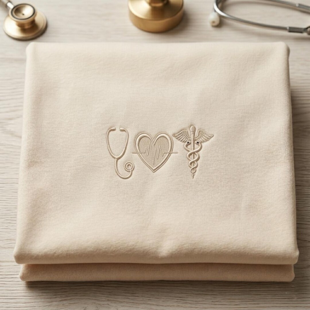 Nurse Embroidery Design, Stethoscope Heartbeat Caduceus Medical Symbol ...