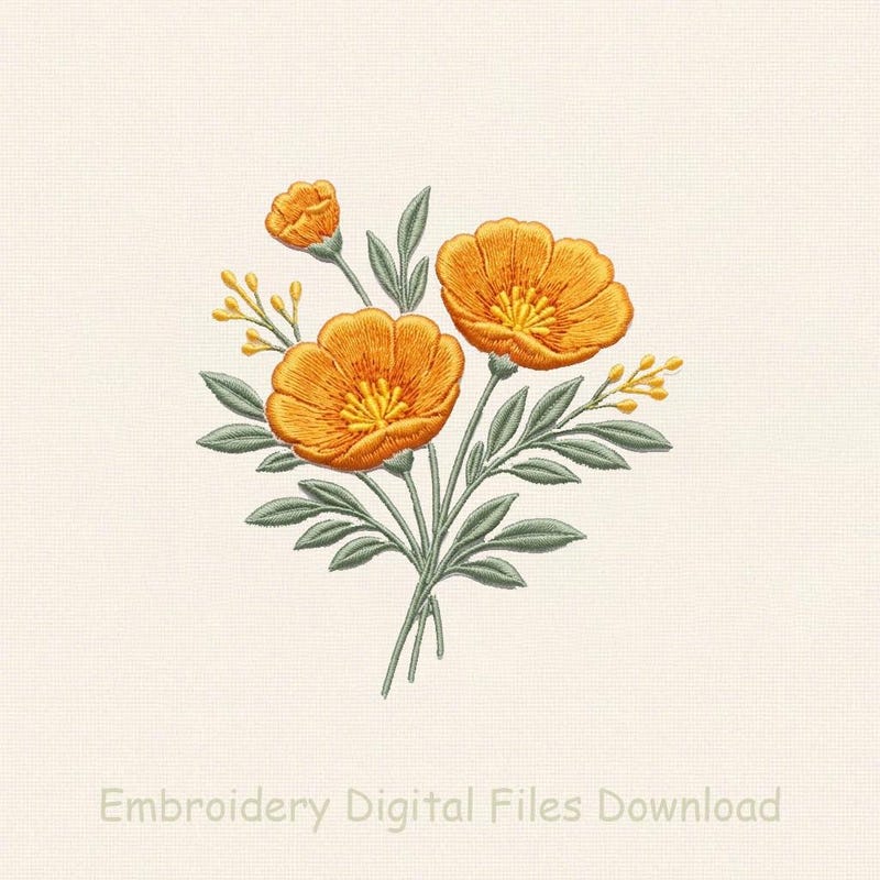 Poppy Embroidery Design - Etsy