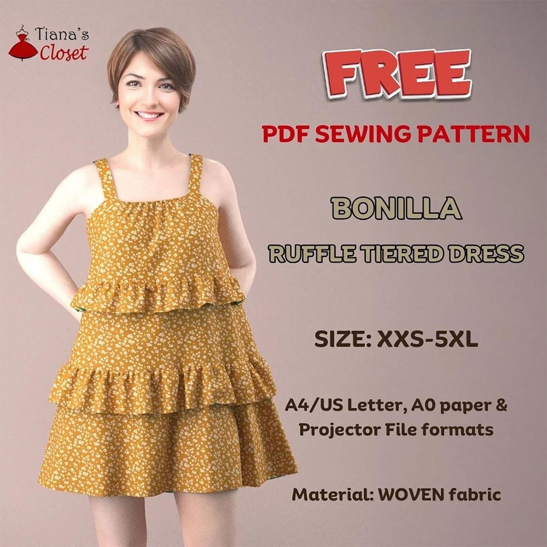 Ruffle Tiered Sundress Sewing Pattern | DIY Summer Dress | Bell Sleeve ...