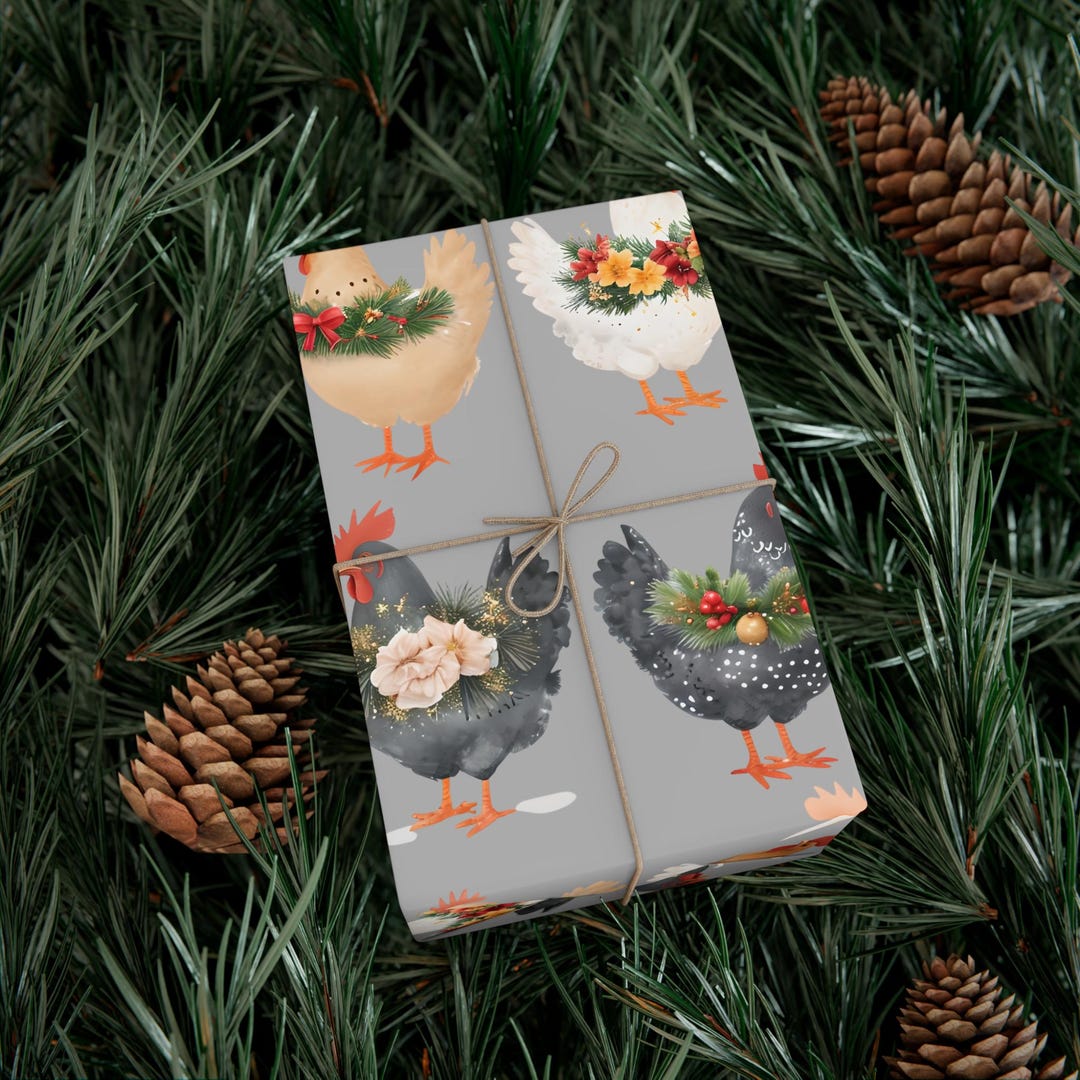 Rustic Chicken Gift Wrap: Farmhouse Holiday Wrapping Paper - Etsy