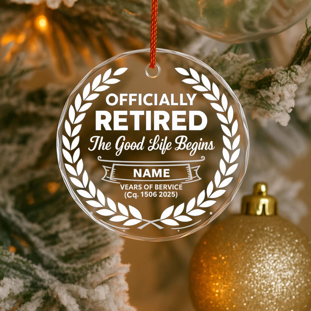 Personalized Retirement Crystal Ornament, Engraved Name & Dates - Etsy