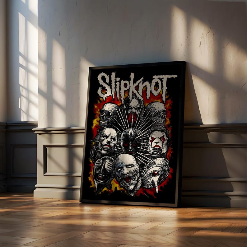 Slipknot Horror Mask Poster | Heavy Metal Band Art | Dark Grunge Wall ...