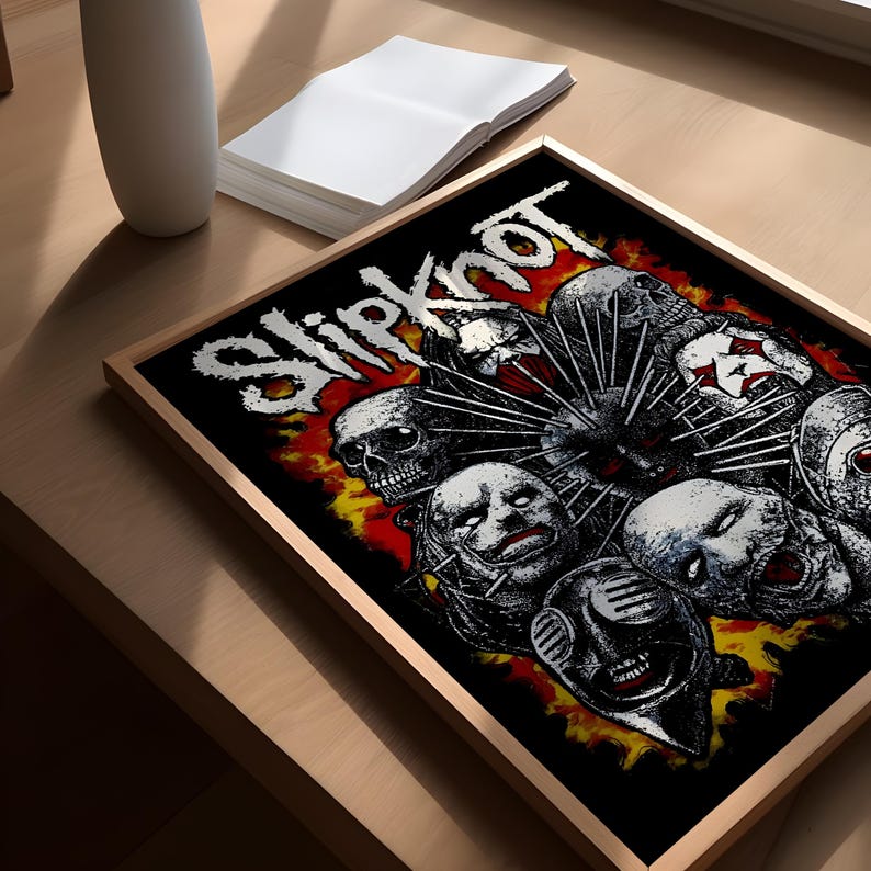 Slipknot Horror Mask Poster | Heavy Metal Band Art | Dark Grunge Wall ...