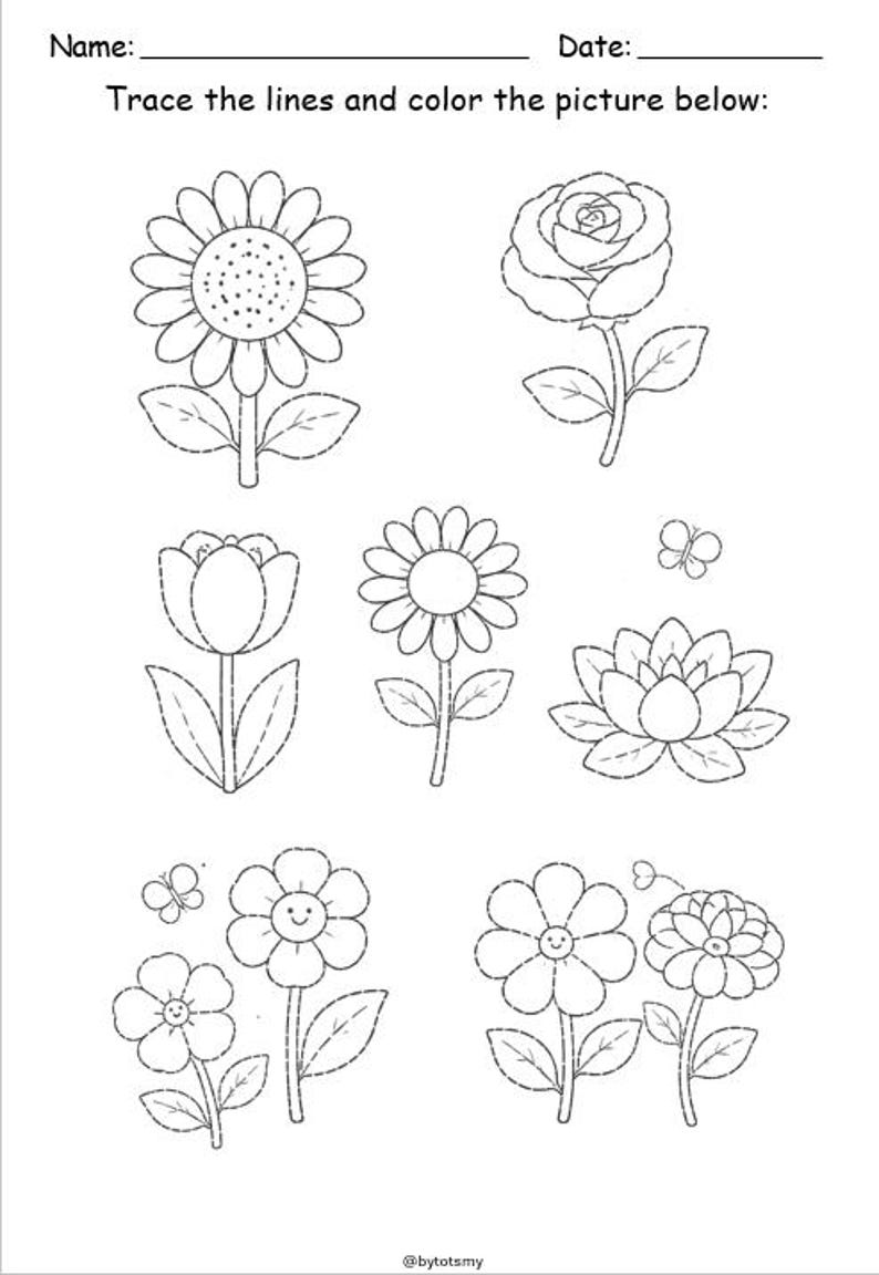 Printable Tracing and Coloring Activity Worksheets (6 Pages ...
