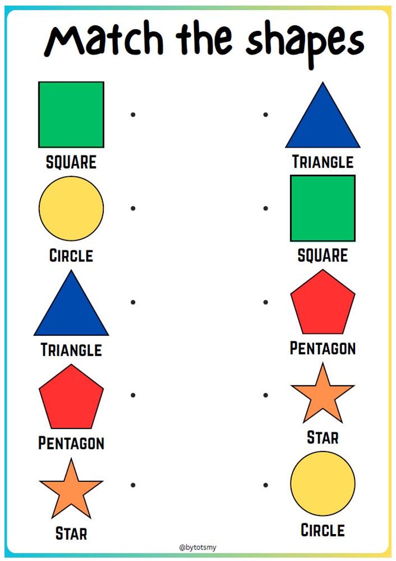 Printable Shapes Matching Activity Worksheets (2 Pages) | Preschool ...