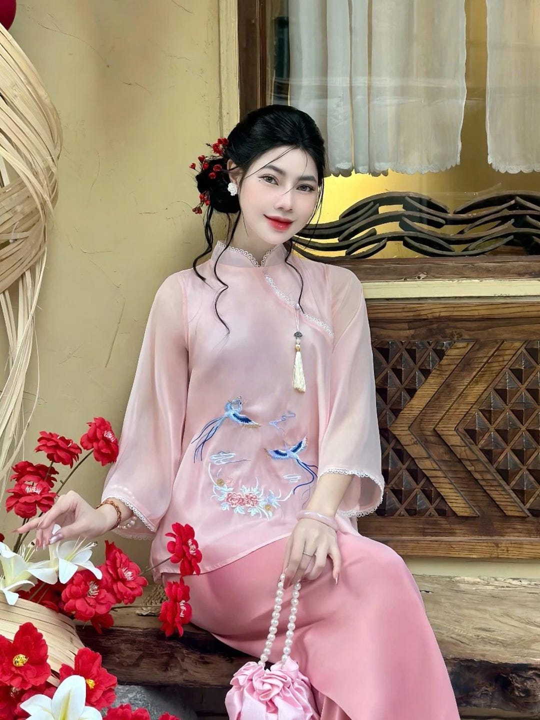 Pre-made, Women’s Temple Attire Set, Traditional Zen Robe Set Lace ...