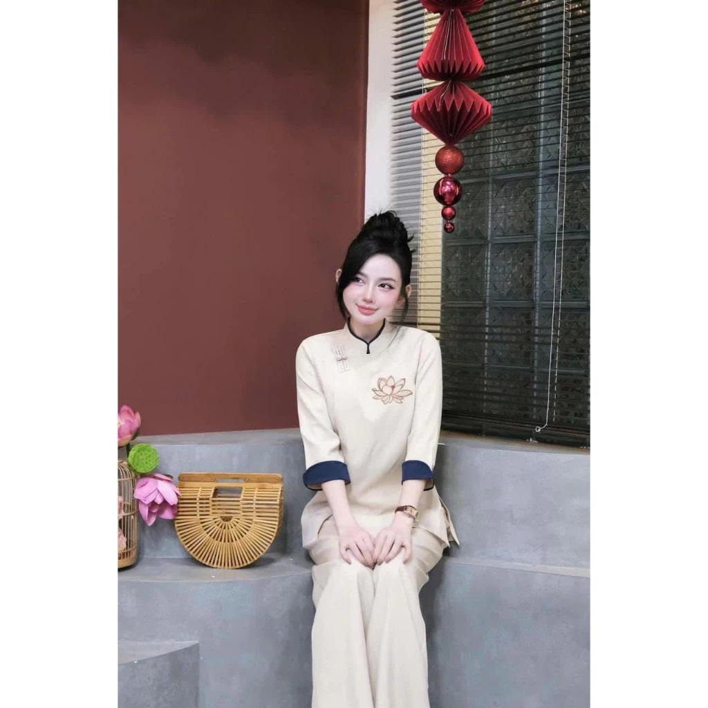 Pre-made, Women Buddhist Temple Outfit – Embroidered Lotus, Traditional ...
