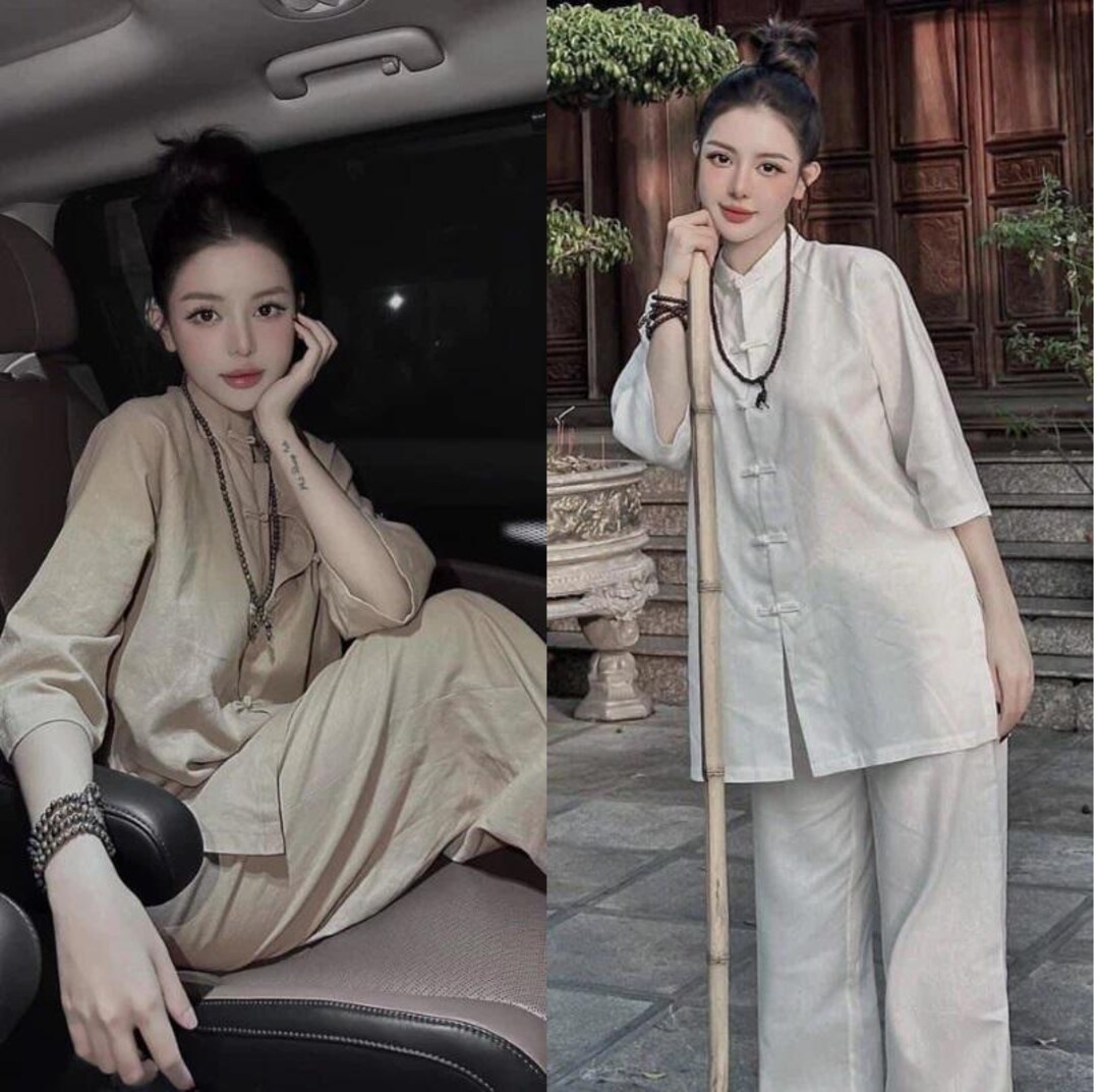 Pre-made, Elegant Buddhist Temple Outfit, Long Traditional Chùa Robe ...
