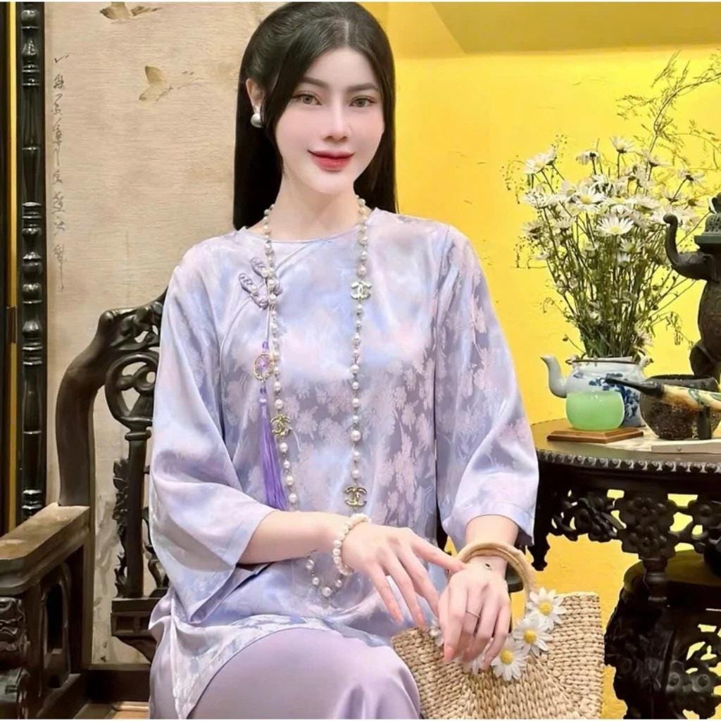 Pre-made, Ao Ba Ba , Women’s Temple Attire Set, Elegant Embroidered ...